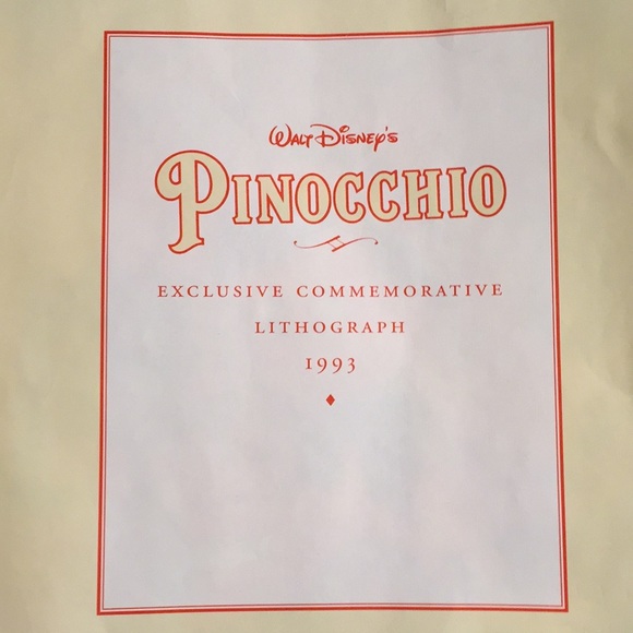 Disney | Other | Disney Commemorative 993 Pinocchio Lithograph | Poshmark